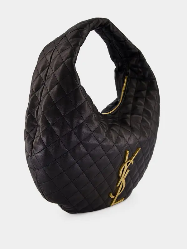Saint Laurent Icare Quilted Nappa Hobo Bag - Black