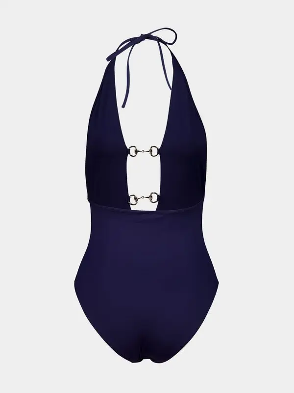 Gucci Horsebit Halterneck Swimsuit - Blue