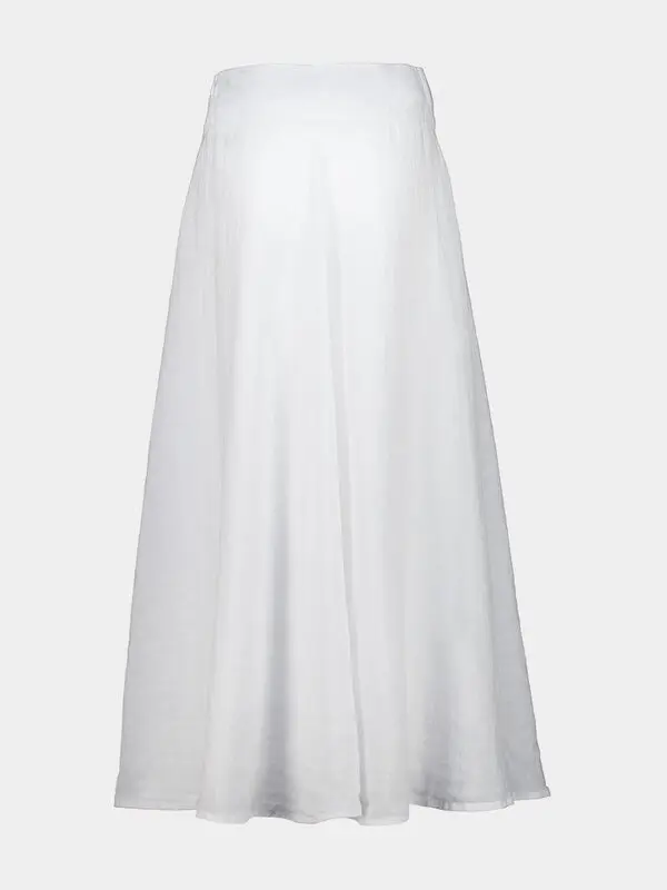 120% Lino Linen And Cotton Maxi Skirt - White