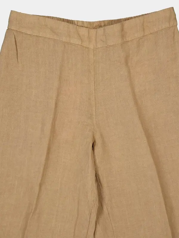 120% Lino Savana Linen Casual Fit Trousers - Brown