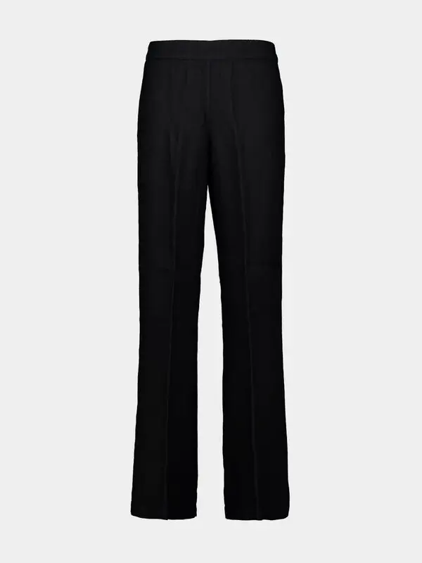 120% Lino Linen Casual Fit Trousers - Black