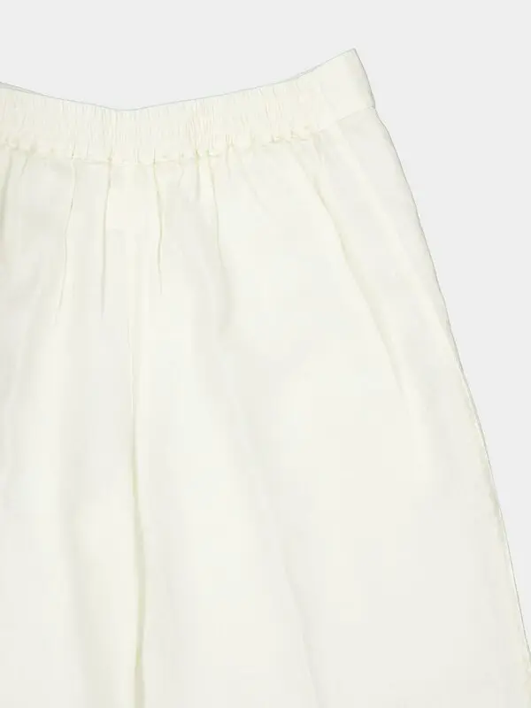 120% Lino Linen Casual Fit Trousers - Cream