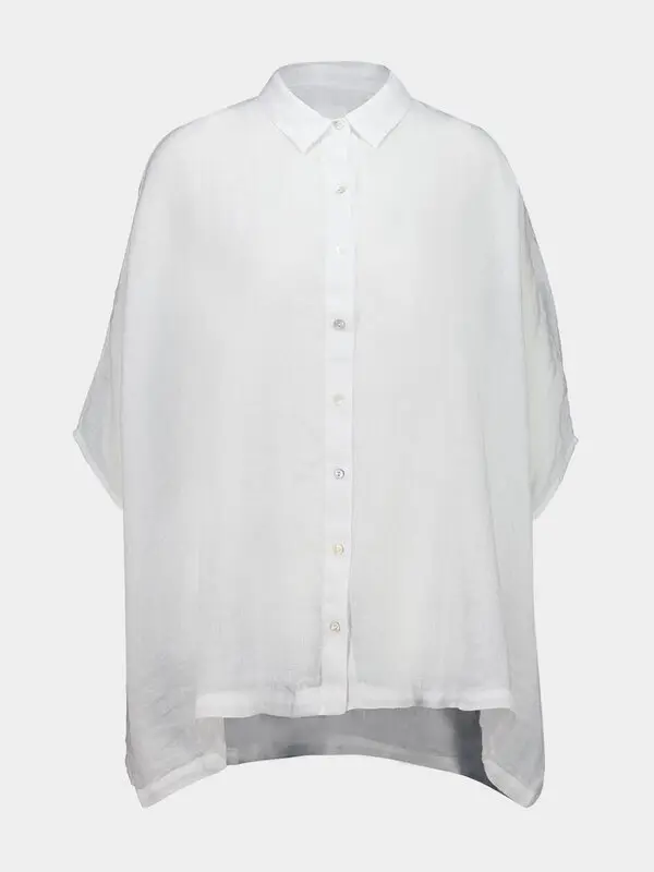 120% Lino Linen Short Sleeve Shirt - White