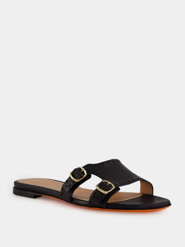 Santoni Didi Granato Leather Slide Sandals