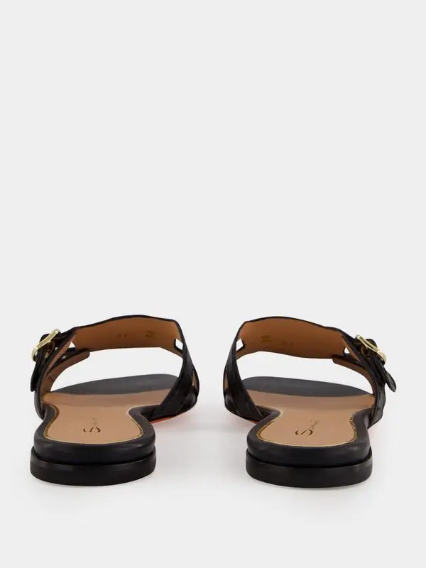 Santoni Didi Granato Leather Slide Sandals