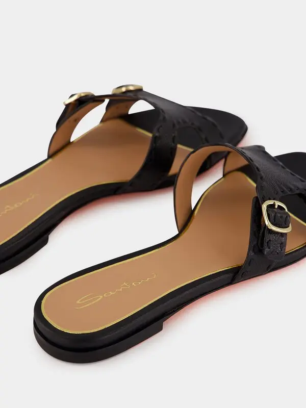 Santoni Didi Granato Leather Slide Sandals