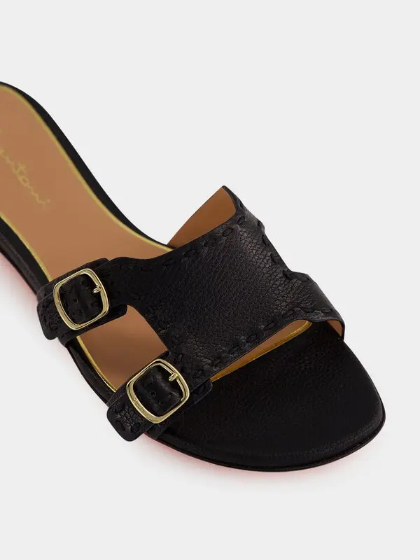 Santoni Didi Granato Leather Slide Sandals