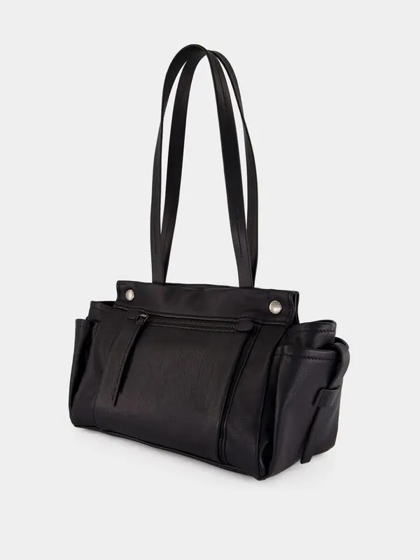 Prada Route Medium Leather Tote Bag - Black