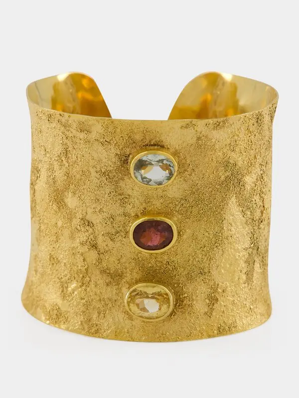MARIA JOÃO BAHIA Cuff Bracelet With Gemstones - Gold