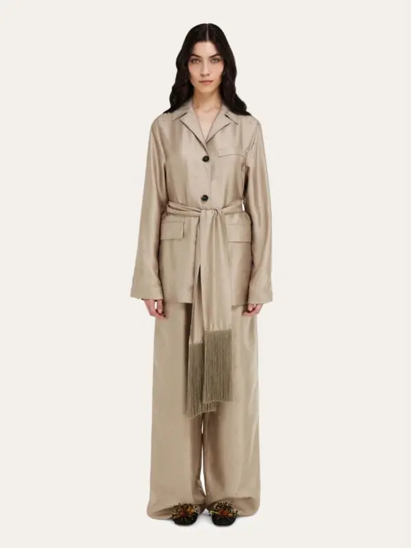 FERRAGAMO Safari Silk Overshirt - Beige