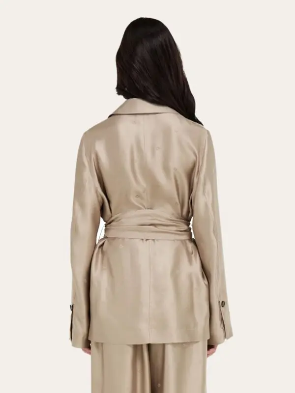 FERRAGAMO Safari Silk Overshirt - Beige