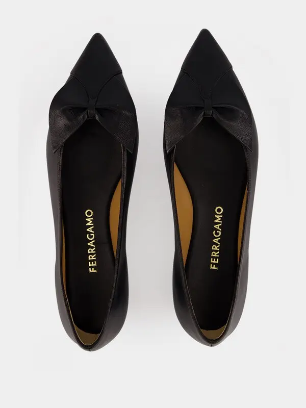 FERRAGAMO Soft Bow Ballet Flats - Black