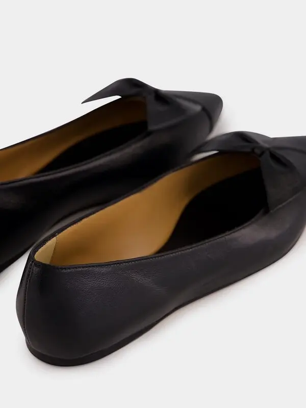 FERRAGAMO Soft Bow Ballet Flats - Black