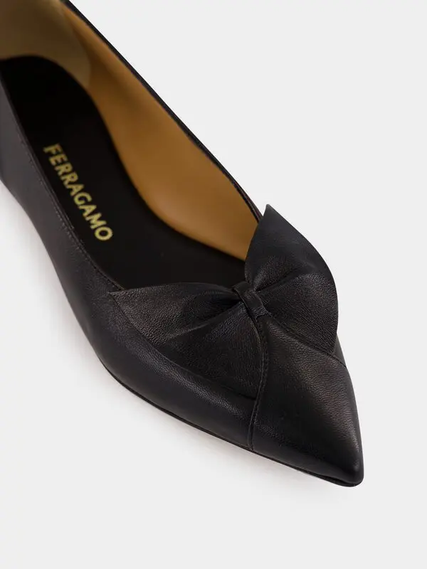 FERRAGAMO Soft Bow Ballet Flats - Black