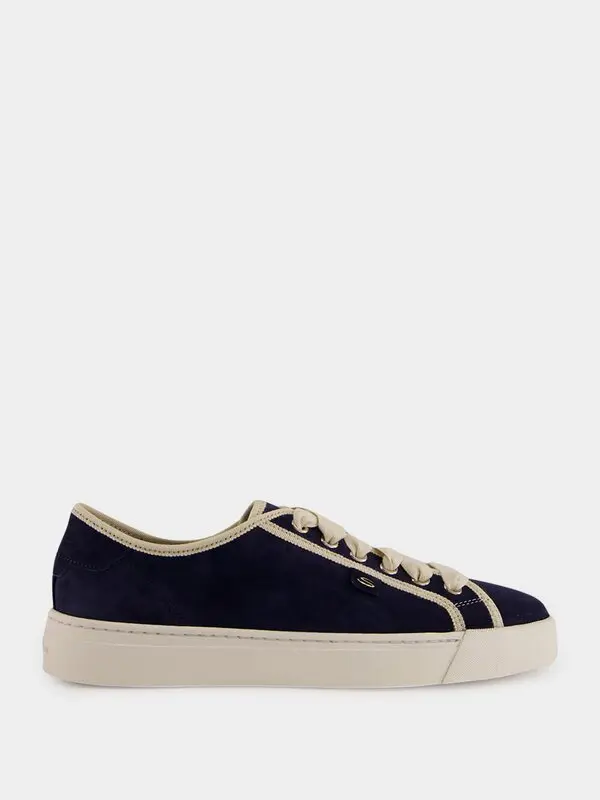 Santoni Suede Calf Leather Low-top Sneakers - Blue