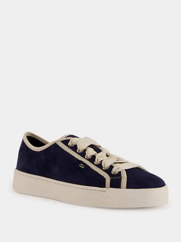 Santoni Suede Calf Leather Low-top Sneakers