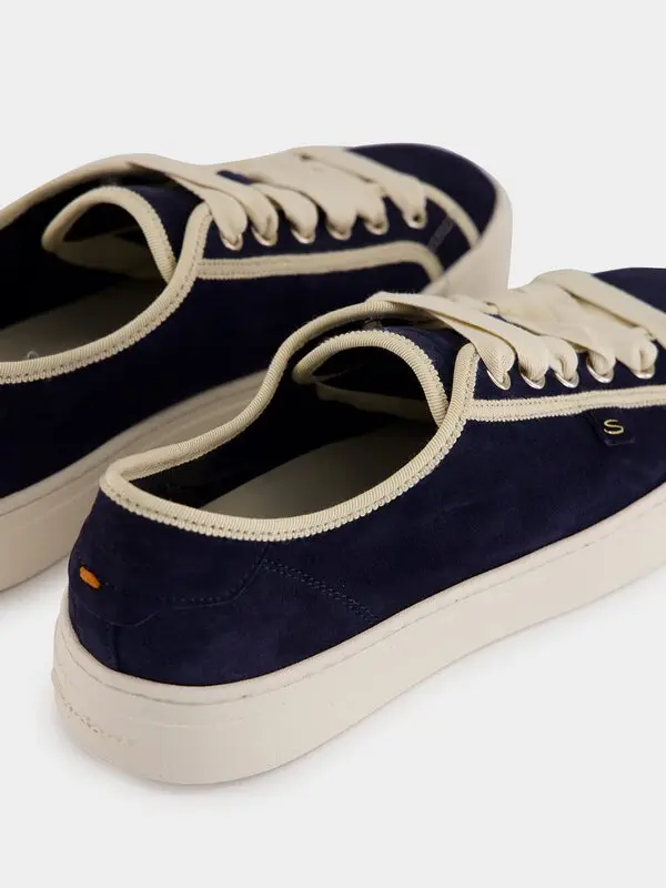 Santoni Suede Calf Leather Low-top Sneakers