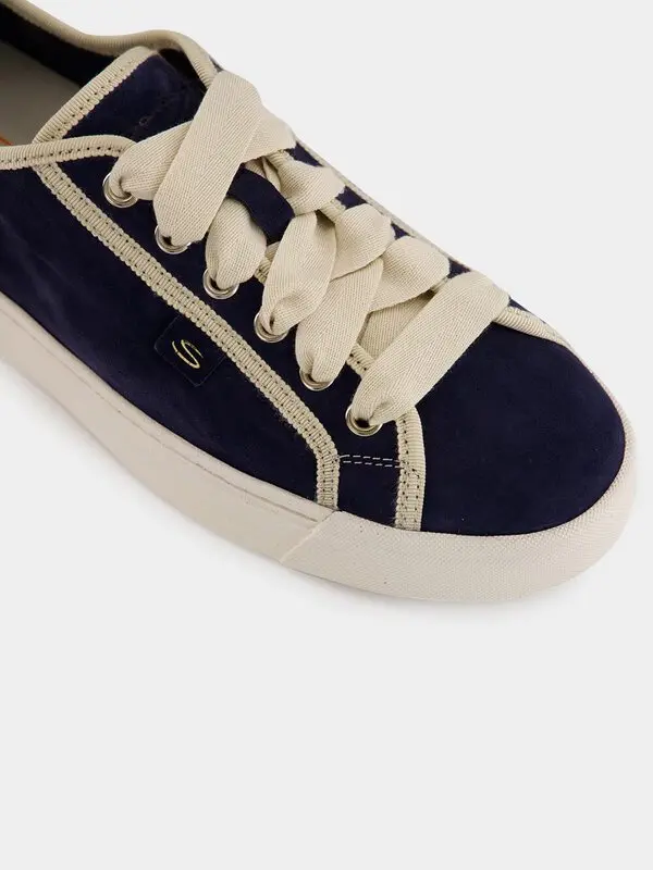 Santoni Suede Calf Leather Low-top Sneakers