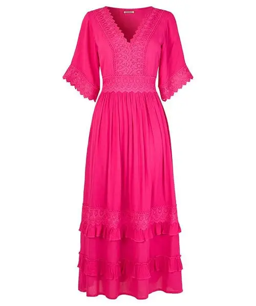JOE BROWNS Crochet Trim Boho Midi Dress