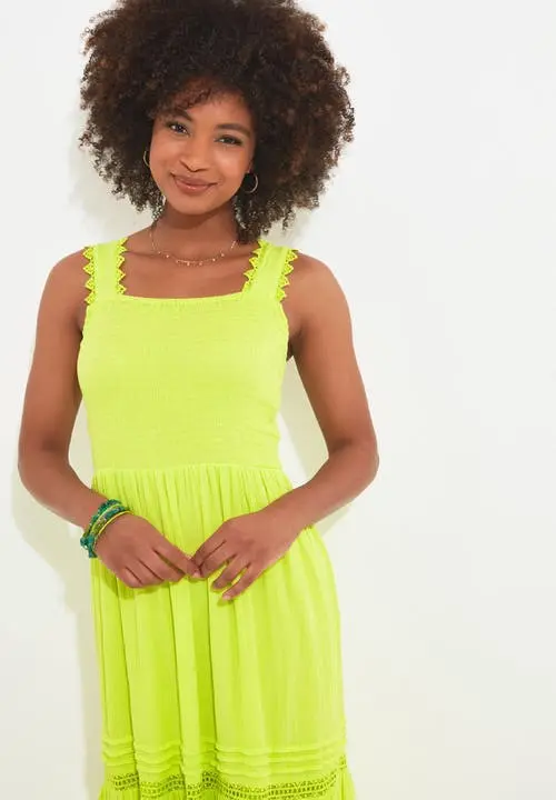 JOE BROWNS Square Neck Maxi Dress With Crochet Trim