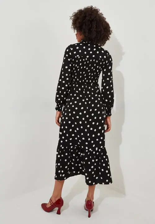 JOE BROWNS Polka Dot Smocked Midi Dress