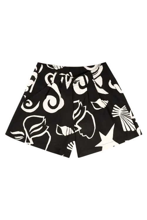 UNTITLED IN MOTION Maximon Pleated Linen Shorts - Thalassa
