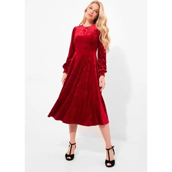 JOE BROWNS Crushed Velvet A-line Midi Dress