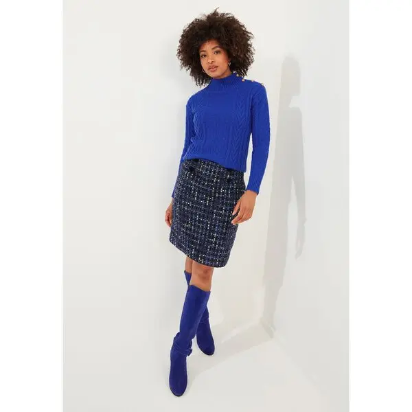 JOE BROWNS Tweed Pencil Skirt - Navy Tweed