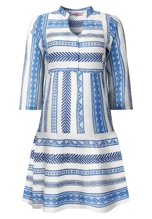 JOE BROWNS Striped Cotton Tunic With Henley Neckline And Ruffled Hem