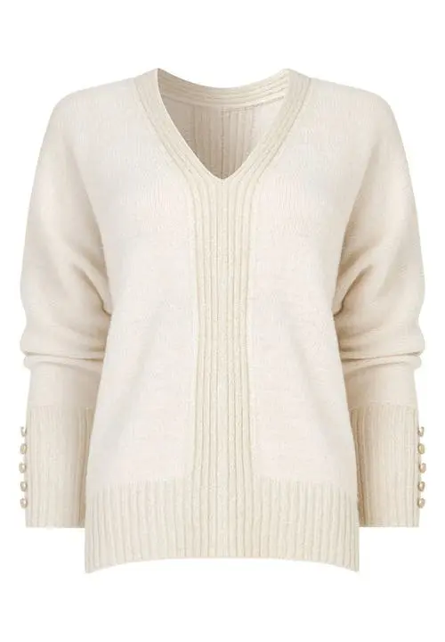JOE BROWNS V-neck Shimmer Pullover Sweater With Batwing Design