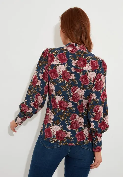 JOE BROWNS Tie Neck Floral Balloon Sleeve Blouse