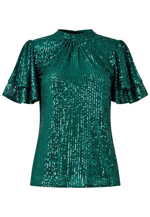 JOE BROWNS Sequin Flutter Sleeve Top