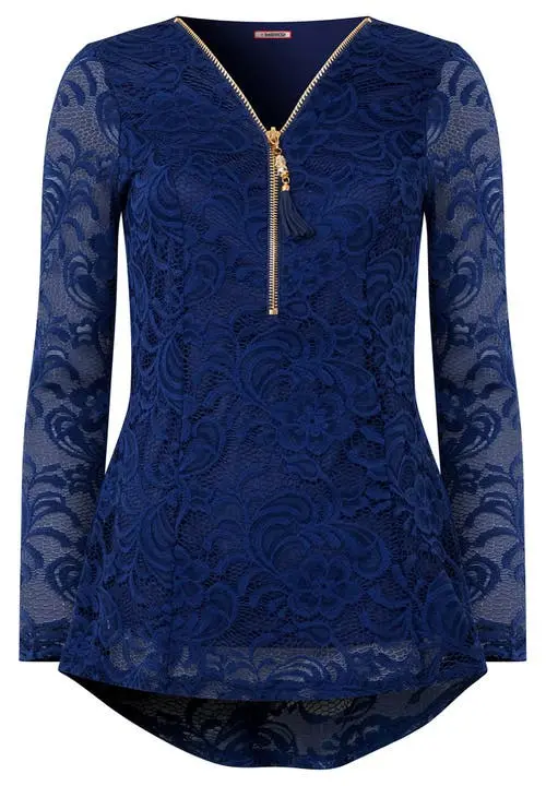 JOE BROWNS Lace Tunic With Zip V-neck