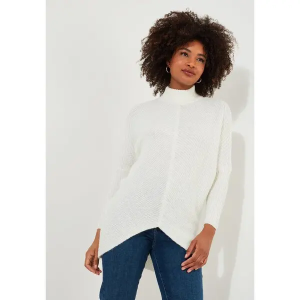 JOE BROWNS Mock Neck Rib Sweater With Batwing Sleeves