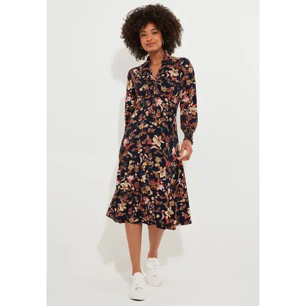 JOE BROWNS Floral Print Collared V-neck Midi Dress
