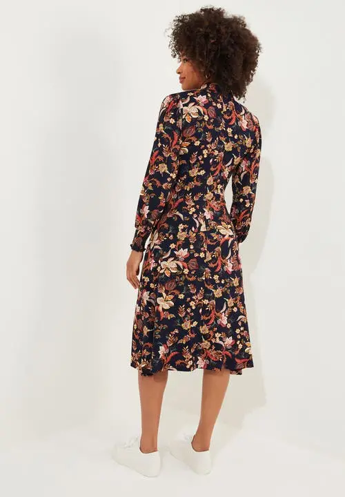 JOE BROWNS Floral Print Collared V-neck Midi Dress