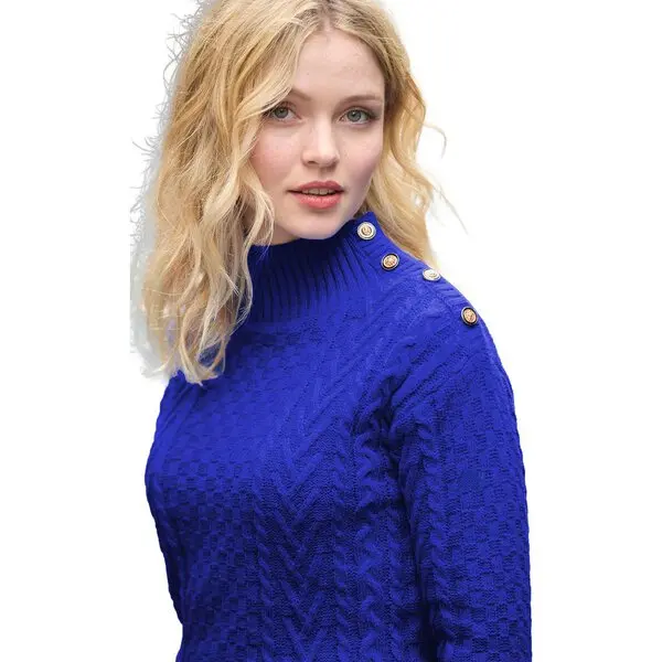 JOE BROWNS Cable Knit Turtleneck Sweater - Cobalt Blue