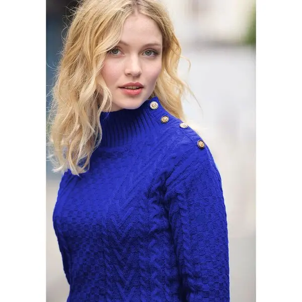 JOE BROWNS Cable Knit Turtleneck Sweater - Cobalt Blue