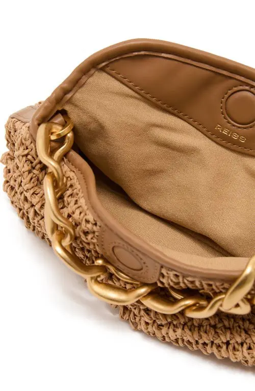 REISS Peony Raffia Effect Chain Handle Clutch