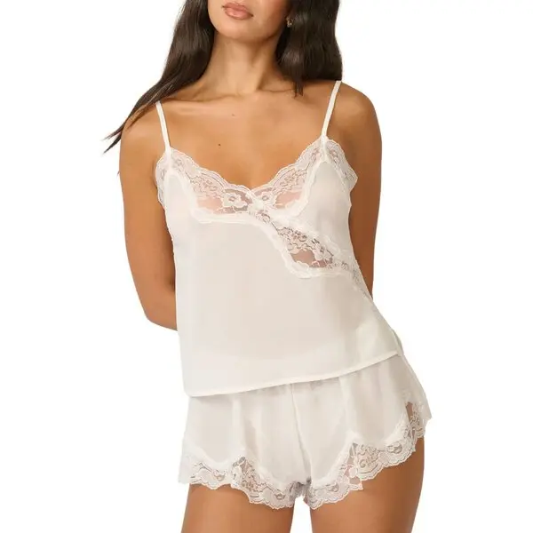 KAT THE LABEL Lace Trim Camisole - Ivory