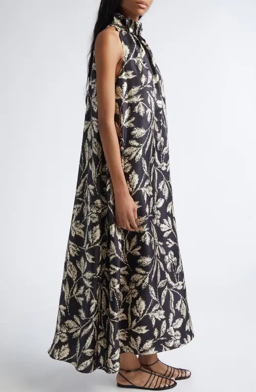 Max Mara Printed Silk Twill Maxi Dress - Black