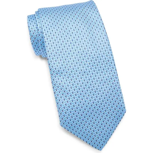 David Donahue Geo Jacquard Silk Tie - Sky