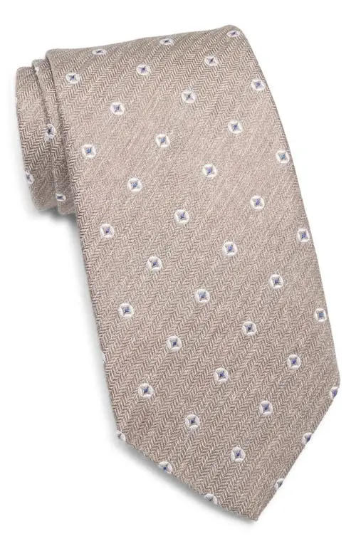 David Donahue Silk Jacquard Neck Tie - Dune