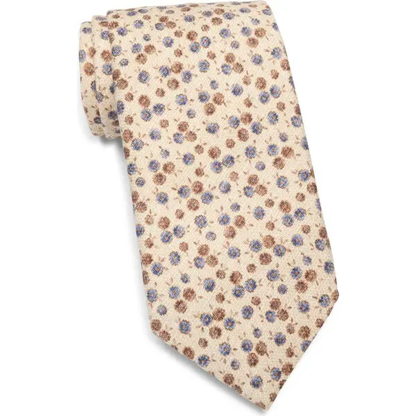 David Donahue Floral Silk Neck Tie - Dune