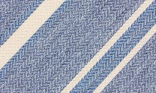 David Donahue Stripe Herringbone Silk Neck Tie - Denim