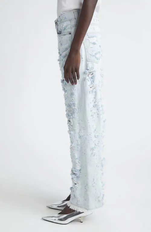 HAIKURE Winny Destroyed Wide Leg Jeans - Light Blue Destroy