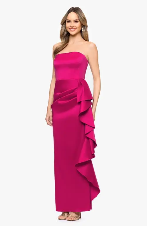 Betsy & Adam Stretch Mikado Column Gown