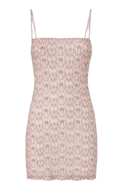 Missoni Mini Cover-up Dress In Lamé Viscose With Foliage Motif - Multicoloured