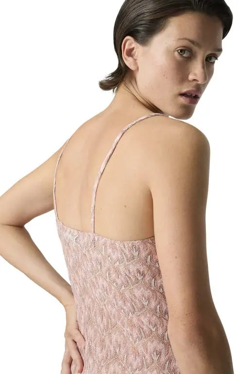 Missoni Mini Cover-up Dress In Lamé Viscose With Foliage Motif - Multicoloured