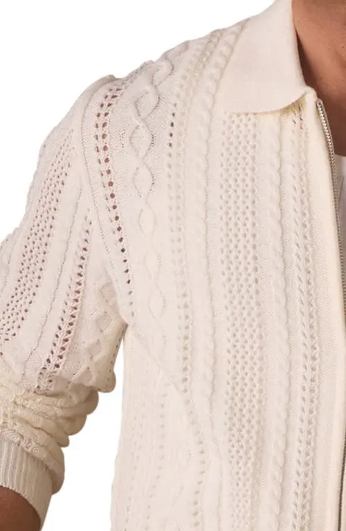 THE NORMAL BRAND Cable Stitch Zip Front Cardigan